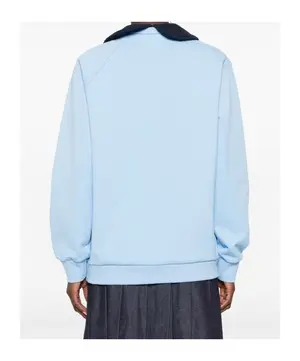 SHUSHU/TONG Lapel Collar Half-zip Sweatshirt
