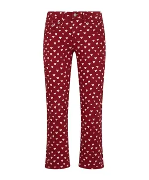 R13 Charlotte Heart-print Wide-leg Jeans