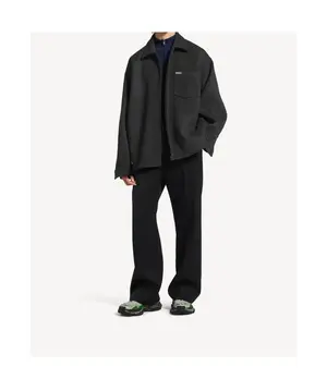 Balenciaga Zip-up Brushed Overshirt - Light Gray