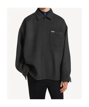 Balenciaga Zip-up Brushed Overshirt - Light Gray