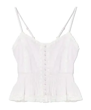 LOVESHACKFANCY LoveShackFancy Aleni Lace Peplum Top