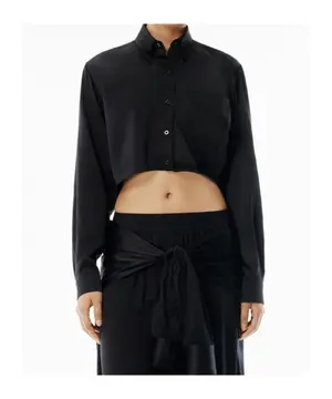 Alexander Wang Silk Cropped Button-up Shirt
