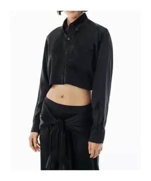 Alexander Wang Silk Cropped Button-up Shirt