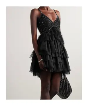 LoveShackFancy Jude Embellished Ruffled Mini Dress