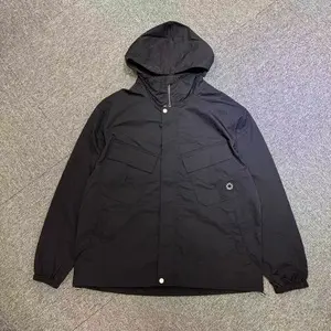 Kenzo Zip-up Short Windbreaker With Boke Flower 2.0 Badge - Black