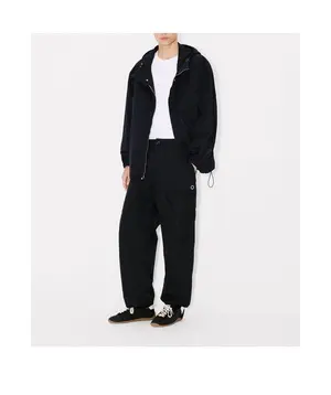 Kenzo Zip-up Short Windbreaker With Boke Flower 2.0 Badge - Black
