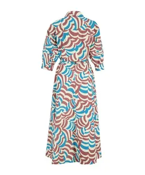 Marni Graphic Printed Belted Midi Shirt Dress
