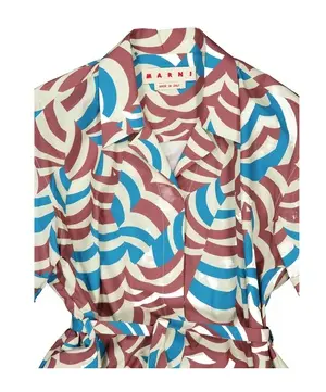 Marni Graphic Printed Belted Midi Shirt Dress