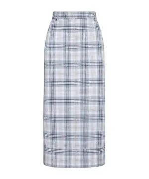 Thom Browne Belt Loop Midi Skirt With Check Pattern - Gray