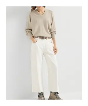 Brunello Cucinelli Logo Patch Straight-leg Trousers - White