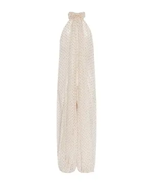 ROTATE BY BIRGER CHRISTENSEN Halterneck Wide-leg Jumpsuit With All-over Pattern - White