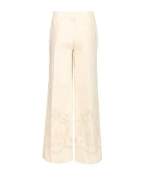 FORTE_FORTE Embroidered Wide Leg Pants - White