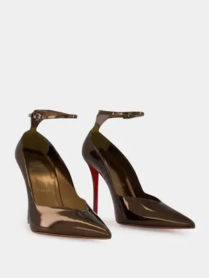 CHRISTIAN LOUBOUTIN Erozee Leather Pumps With Ankle Strap - Bronze