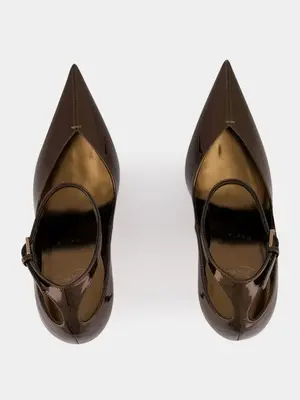 CHRISTIAN LOUBOUTIN Erozee Leather Pumps With Ankle Strap - Bronze