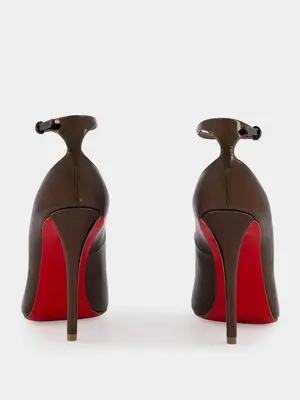 CHRISTIAN LOUBOUTIN Erozee Leather Pumps With Ankle Strap - Bronze