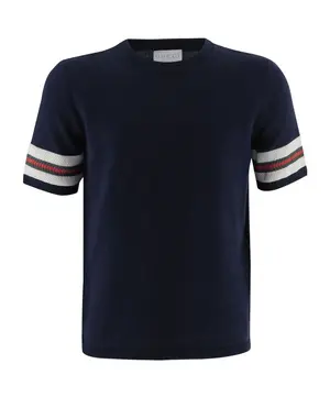 Gucci Crewneck T-shirt With Contrasting Sleeve Stripes