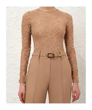 Zimmermann Long Sleeve Floral Lace Bodysuit