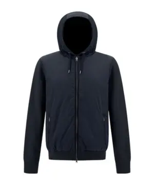 Herno Zip-up Hooded Drawstring Jacket - Black