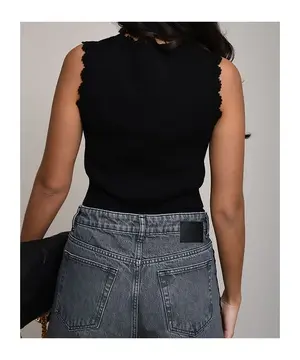GANNI Lace-up Knit Vest Top