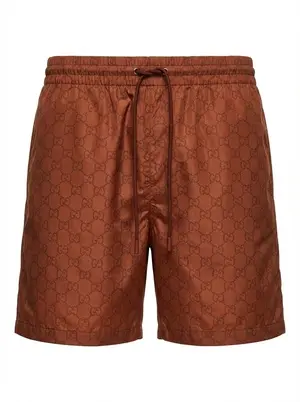 Gucci Monogram Drawstring Swimwear - Brown