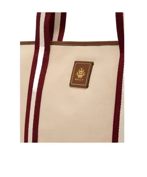 Bally Striped Panel Canvas Tote Bag - Light Brown