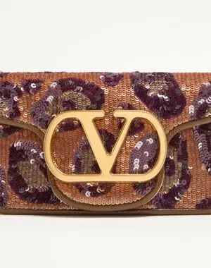 Valentino Garavani Locò Sequin Embellished Foldover Shoulder Bag - Brown