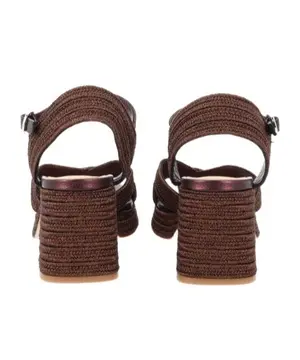 CastaÑer Braided Block Heel Sandals - Red