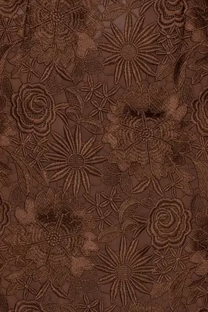 ROTATE BY BIRGER CHRISTENSEN Strapless 3d Lace Midi Dress - Dark Brown