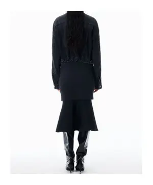 Alexander Wang Aged Denim Zip-up Track Jacket