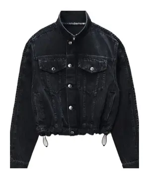 Alexander Wang Aged Denim Zip-up Track Jacket - Grey