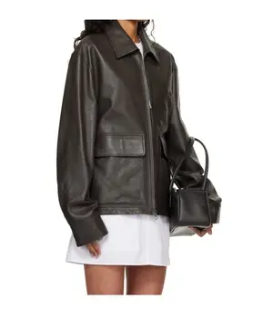 COURREGES Double-pocket Lapel Leather Jacket