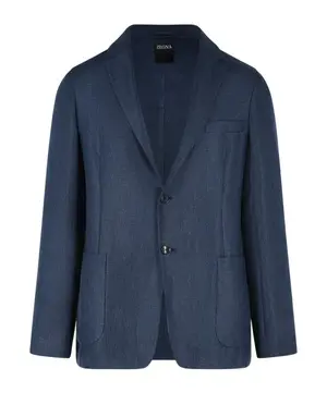 Zegna Single Breasted Tailored Jacket - Blue