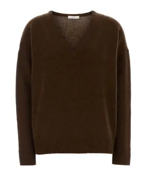 Co V-neck Long Sleeve Knitted Sweater - Brown