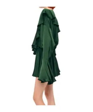 Norma Kamali Long Sleeve Deep V Ruffle Bodysuit