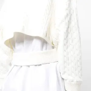Alexander Wang Bi-layer Cable Knit Cardigan With Poplin Shirt