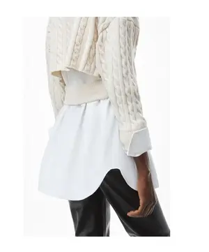 Alexander Wang Bi-layer Cable Knit Cardigan With Poplin Shirt