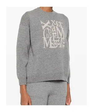 Max Mara Crew Neck Sweater In Wool And Cashmere Blend - Gray