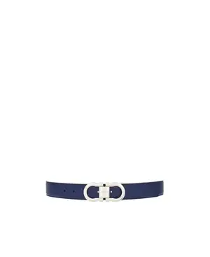 FERRAGAMO Salvatore Ferragamo Double-Sided Gancini Belt Midnight Blue/black