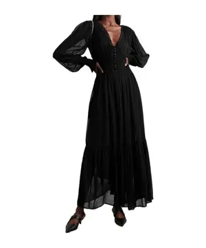 LoveShackFancy Evalina Smocked Chiffon Maxi Dress