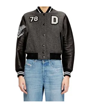 DIESEL® Embroidered Varsity Jacket - Black