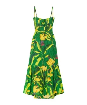 Farm Rio Strappy Midi Dress With Tropical Print - Green