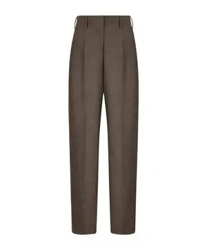 BLAZÉ MILANO High-waisted Straight-leg Tailored Trousers - Brown