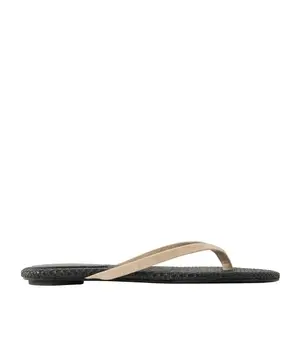 ST. AGNI Suede Woven Flip Flop - Black