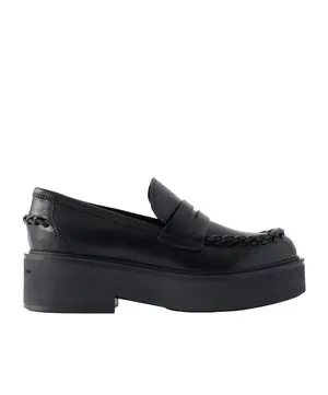 GIANVITO ROSSI Yuna Braided Leather Loafers - Black
