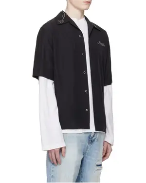 Amiri Rhinestone Logo Short-sleeve Shirt