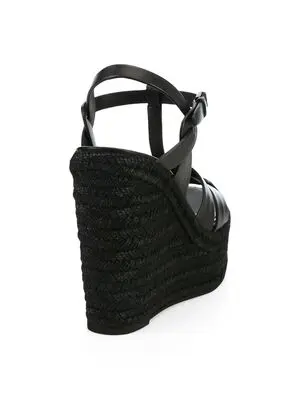 Saint Laurent Tribute Wedge Espadrilles - Black
