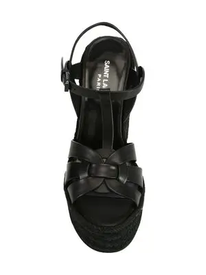 Saint Laurent Tribute Wedge Espadrilles - Black