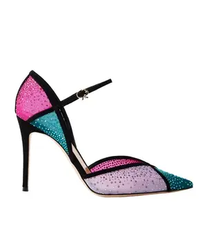GIANVITO ROSSI 95mm Crystal-embellished Mesh Pumps - Multicolor
