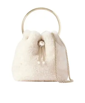 JIMMY CHOO Imitation Pearl Decorated Bucket Bag