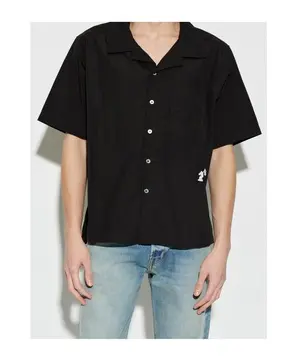 Rhude Camp Collar Logo Shirt - Black